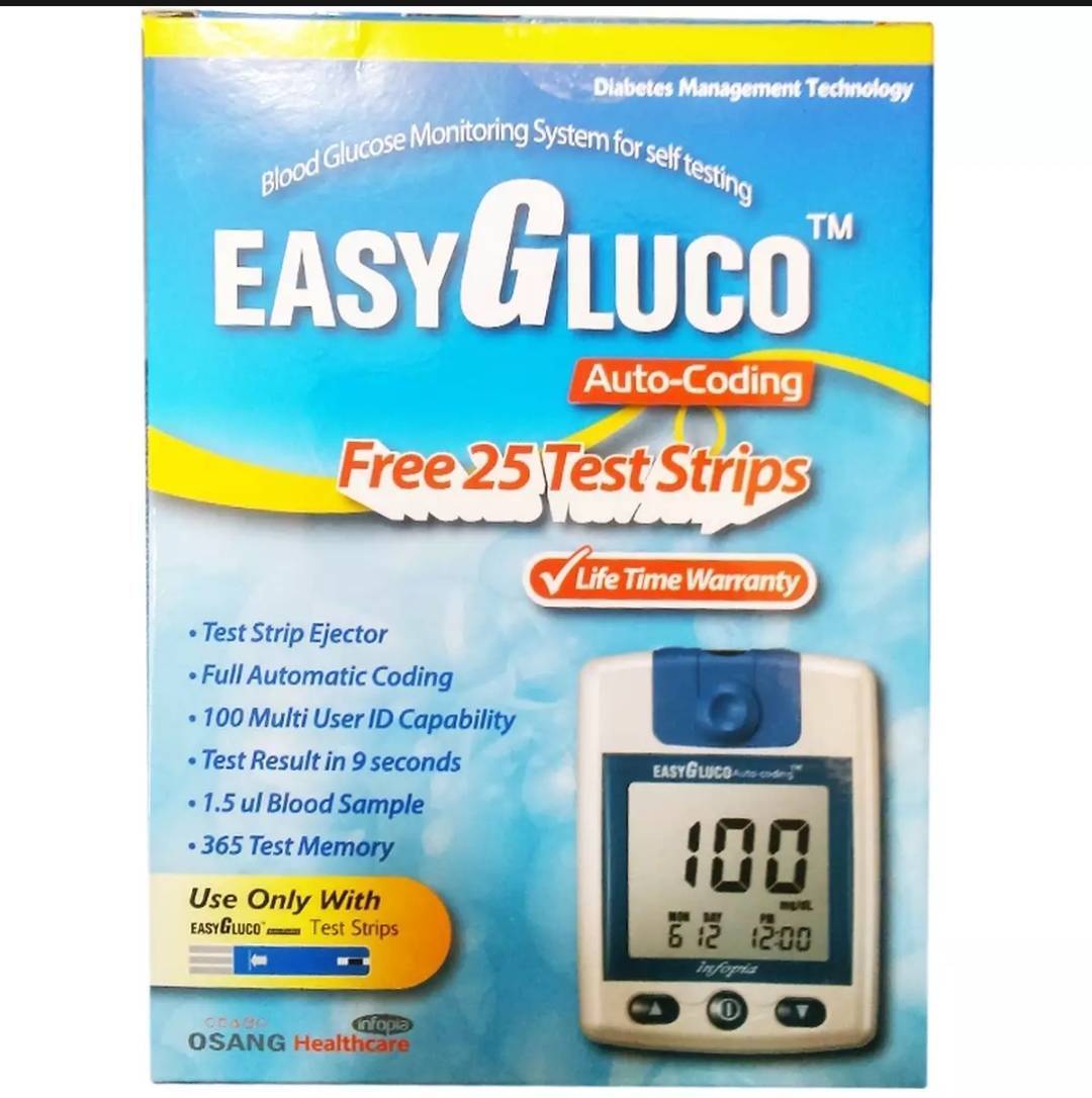 CTI GLUCOMETER EASYGLUCO Original Korean Technology Chip (25 Testing ...
