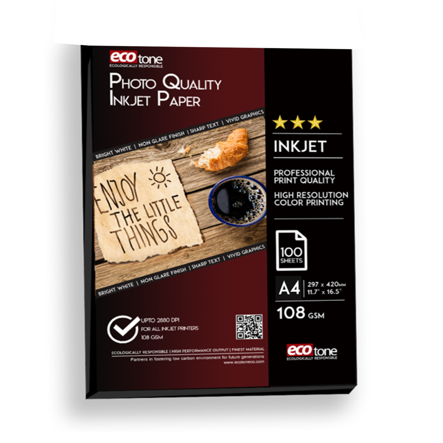 A4 Ecotone Photo Quality Inkjet Paper 108g - 100 Sheets - Leyjao.pk