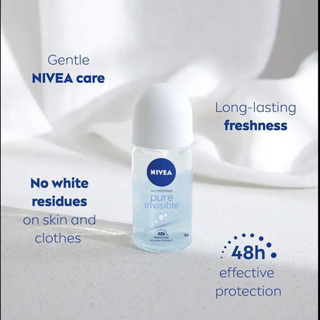 Nivea Pure Invisible Anti-Perspirant Deodorant Roll On 50 Ml - Leyjao.pk