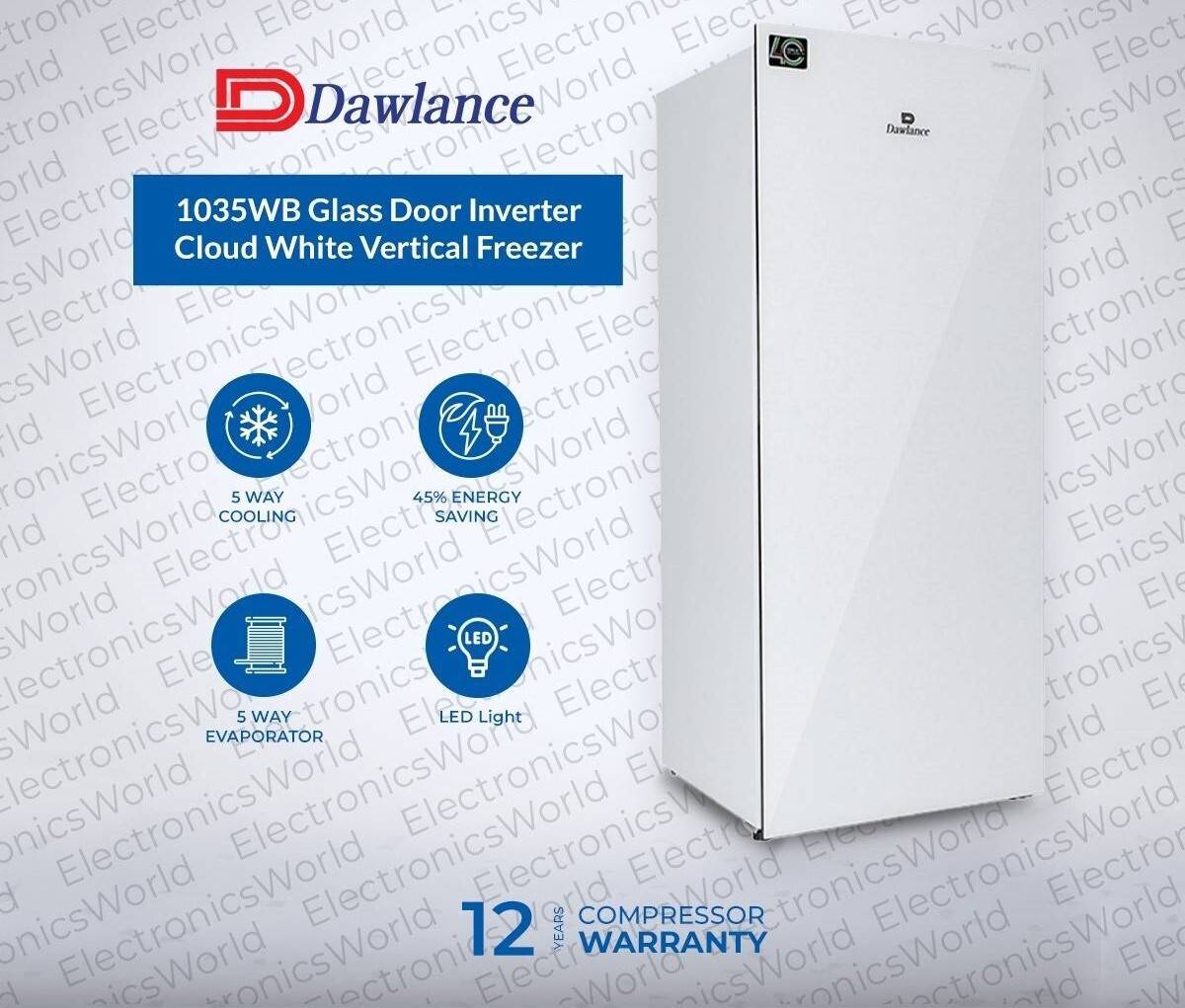 Dawlance Refrigerator 1035Wb Avante + Glass Door Inverter Cloud White ...