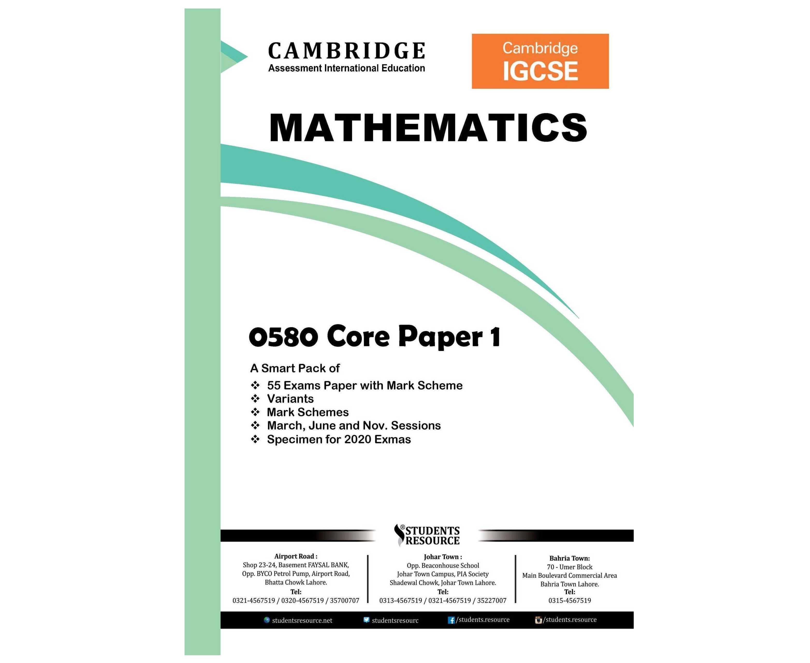 Igcse Mathematics 0580 Paper 1 Yearly All Variants 2016-2021 Mark Scheme Ring Bind - Leyjao.pk