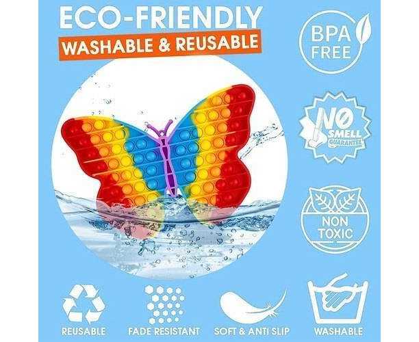 Butterfly Shape Pop It Fidget Toys for Kids Silicon Stress Relief ...